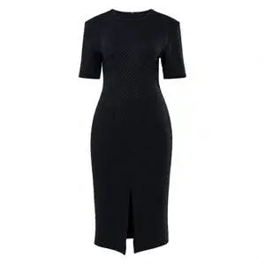 ELAMINS Drop Shoulder Midi Dress - Black