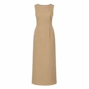 ELAMINS Sleeveless Column Dress Khaki - Brown