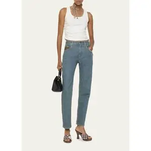 Burberry Dalia Check Pocket Straight-leg Denim Pants