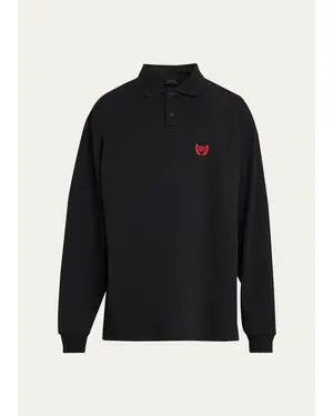 Balenciaga Bb-laurel Oversized Fleece Polo Shirt - Black