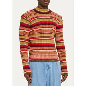 Dries Van Noten Multi-stripe Mock Neck Sweater
