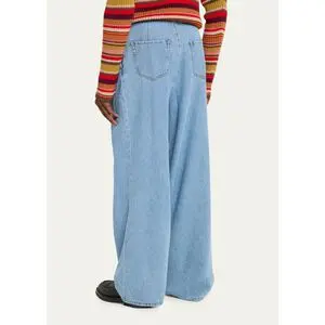 Dries Van Noten Pleated Wide-leg Belted Jeans