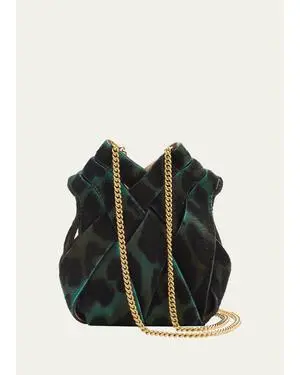 Ulla Johnson Charlotte Mini Dyed Hair & Leather Shoulder Bag Emerald Leopard