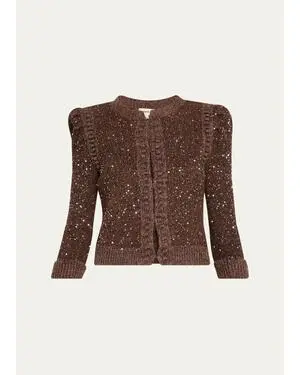 L'AGENCE Thistle Sequined Knit Cardigan