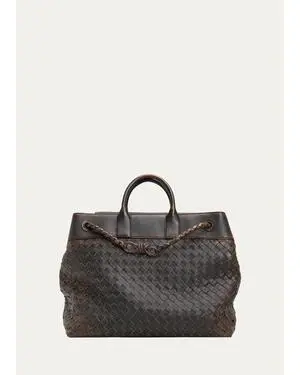 Bottega Veneta Andiamo Voyager Intrecciato Leather Shoulder Bag - Brown