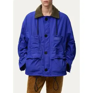 Loewe Leather Collar Check-lined Hooded Parka
