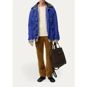 Loewe Leather Collar Check-lined Hooded Parka