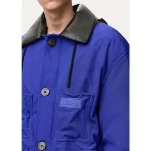 Loewe Leather Collar Check-lined Hooded Parka
