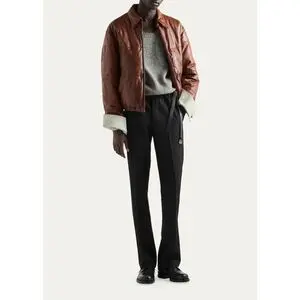 Prada Layered-cuff Wool Scoop-neck Sweater