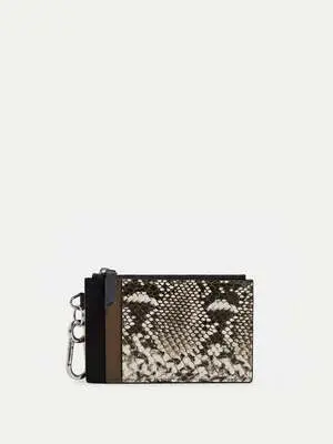 Veronica Beard Snake-embossed Card Holder - Bark Multi