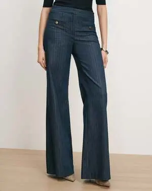 Veronica Beard Ledger Wide-leg Denim Pant