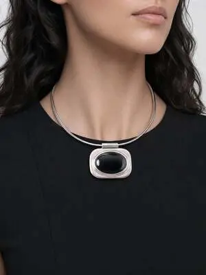 Veronica Beard Onyx Cabochon Collar Necklace