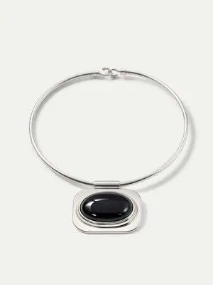 Veronica Beard Onyx Cabochon Collar Necklace