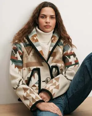 Veronica Beard Short Wool Bolero Coat - Tan Multi