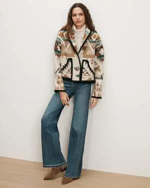 Veronica Beard Short Wool Bolero Coat - Tan Multi