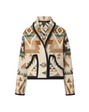 Veronica Beard Short Wool Bolero Coat - Tan Multi