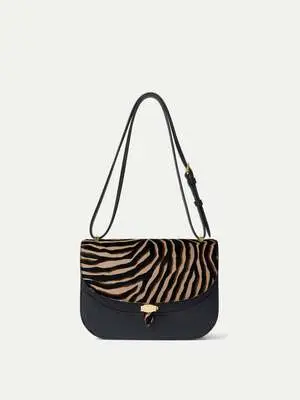 Veronica Beard Zebra Dash Saddle Bag - Tan Multi
