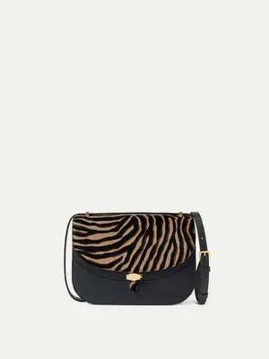 Veronica Beard Zebra Dash Saddle Bag