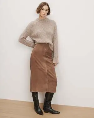 Veronica Beard Callisian Suede Midi Skirt