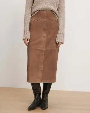 Veronica Beard Callisian Suede Midi Skirt