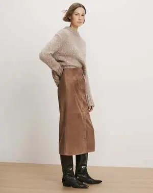 Veronica Beard Callisian Suede Midi Skirt