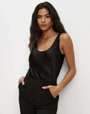 Veronica Beard William Satin Tank Top - Black