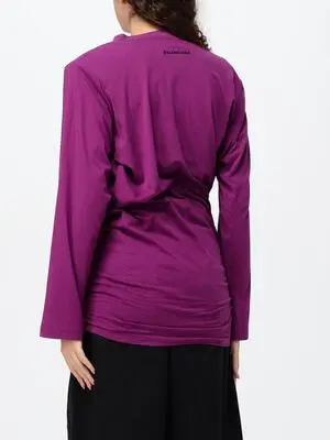 Balenciaga Long-sleeved Draped T-shirt With Padded Shoulders And Crew Neck