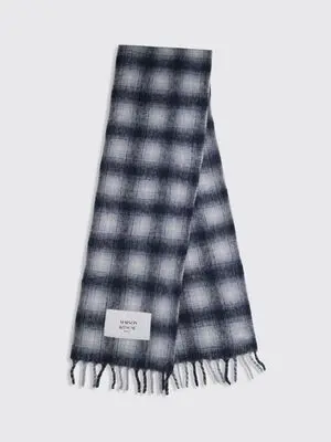 Maison Kitsuné Alpaca Wool Blend Check Scarf With Fringed Edges