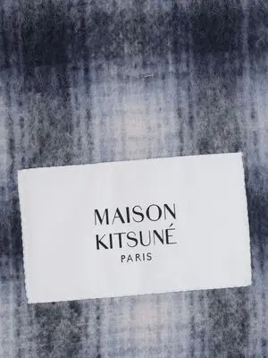 Maison Kitsuné Alpaca Wool Blend Check Scarf With Fringed Edges