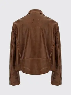 MAISON MARGIELA Calfskin Leather Biker Jacket With Zipped Cuffs