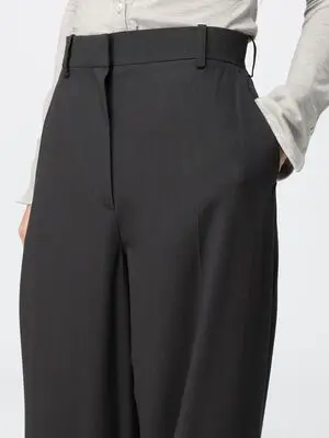 TOTEME High-waisted Wide Leg Wool Blend Tailored Trousers With Slant Pockets