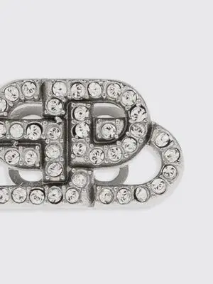 Balenciaga Rhinestone Monogram Brass Stud Earrings