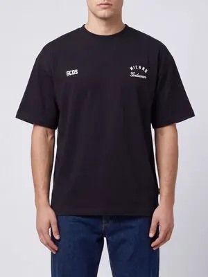 Gcds Cotton T-shirt With Back Logo And Dropped Shoulders - Black