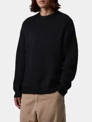 Carhartt Work In Progress Wool Blend Crewneck Jumper With Ribbed Trims - Black