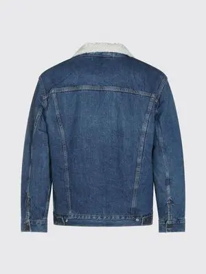LEVI'S Denim Shirt Jacket With Fur Collar And Patch Pockets - Blue