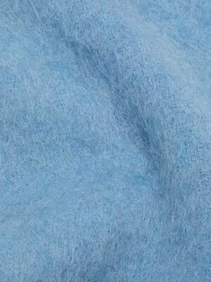 Acne Studios Alpaca And Wool Blend Fringed Scarf With Embroidered Logo - Blue