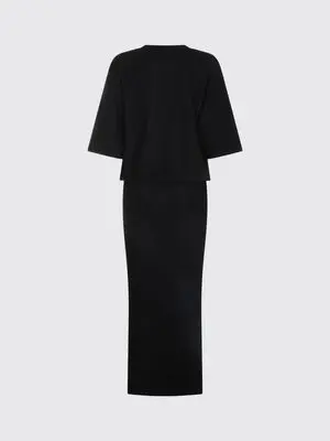 THOM KROM Double-layer Midi Tunic Dress In Viscose Blend With Short Sleeves