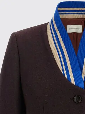 Dries Van Noten Short Single-breasted Wool-blend Blazer With Shawl Collar