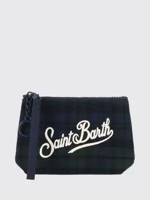 MC2 SAINT BARTH Aline Tartan Wool-blend Mini Handbag With Logo - Blue