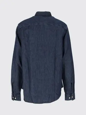 Barbour Casual Cotton Denim Shirt With Patch Pockets And Curved Hem - Blue