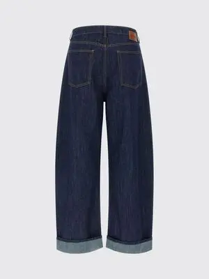 PAROSH P.a.r.o.s.h. High-waisted Wide-leg Cuffed Jeans In Cotton Denim