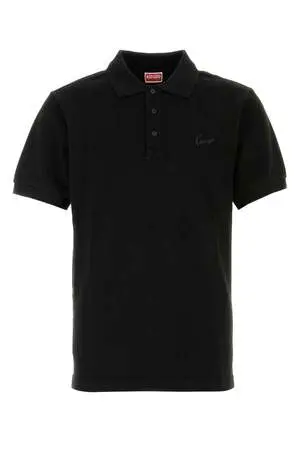 Kenzo Piquet Polo Shirt With Mini-knits - Black