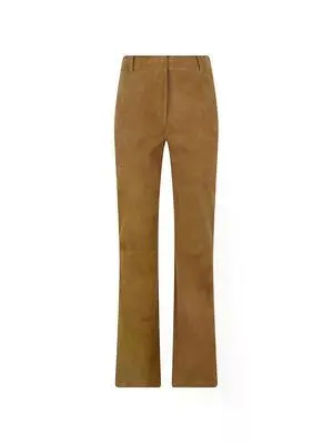 ARMA Lucia Flared Suede Leather Trousers - Brown