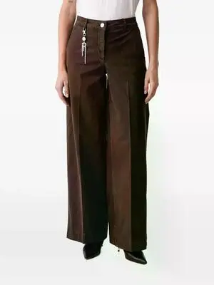 FRACOMINA Logo-charm Wide-leg Trousers - Brown