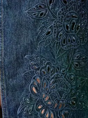 Farm Rio Richelieu Front Slit Denim Midi Skirt