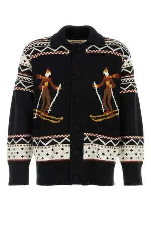 BAZISZT Embroidered Cashmere Cardigan - Printed