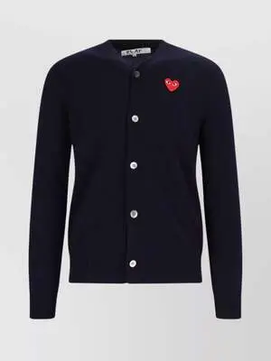 Play Comme Des Garcon V-neck Cardigan With Red Emblem Knit