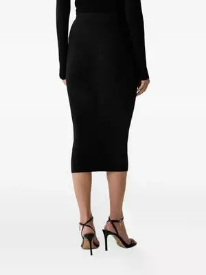 FRACOMINA Ribbed-knit Logo-button Midi Skirt