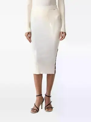 FRACOMINA Ribbed-knit Cut-out Midi Skirt - Neutrals