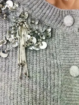 FRACOMINA Sequin-embellished Puffed-sleeve Cardigan